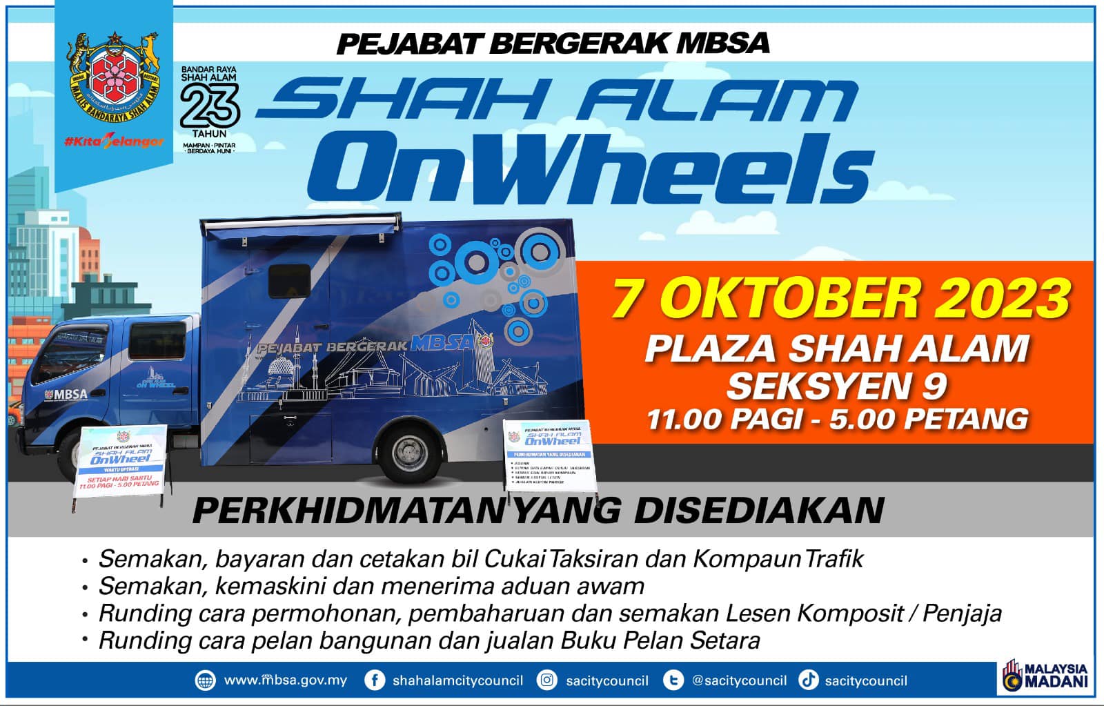 Pejabat Bergerak MBSA Shah Alam On Wheels (SAOW) - My Selangor | Your ...